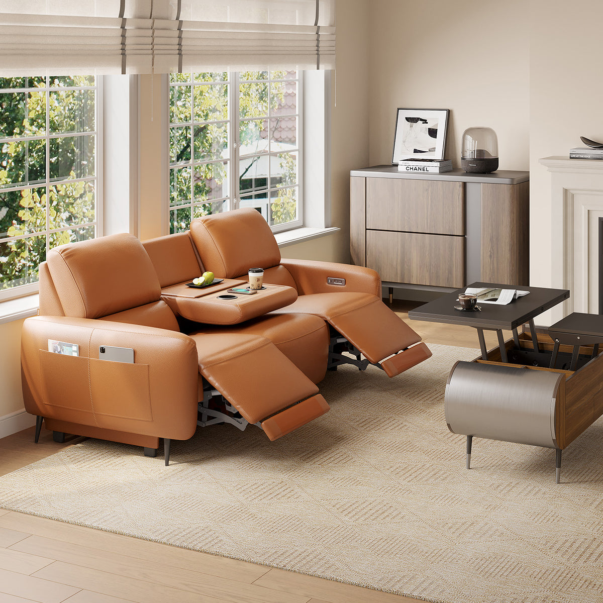 Aliving Home 3 Seater Recliner Sofa | Power Leather Comfort