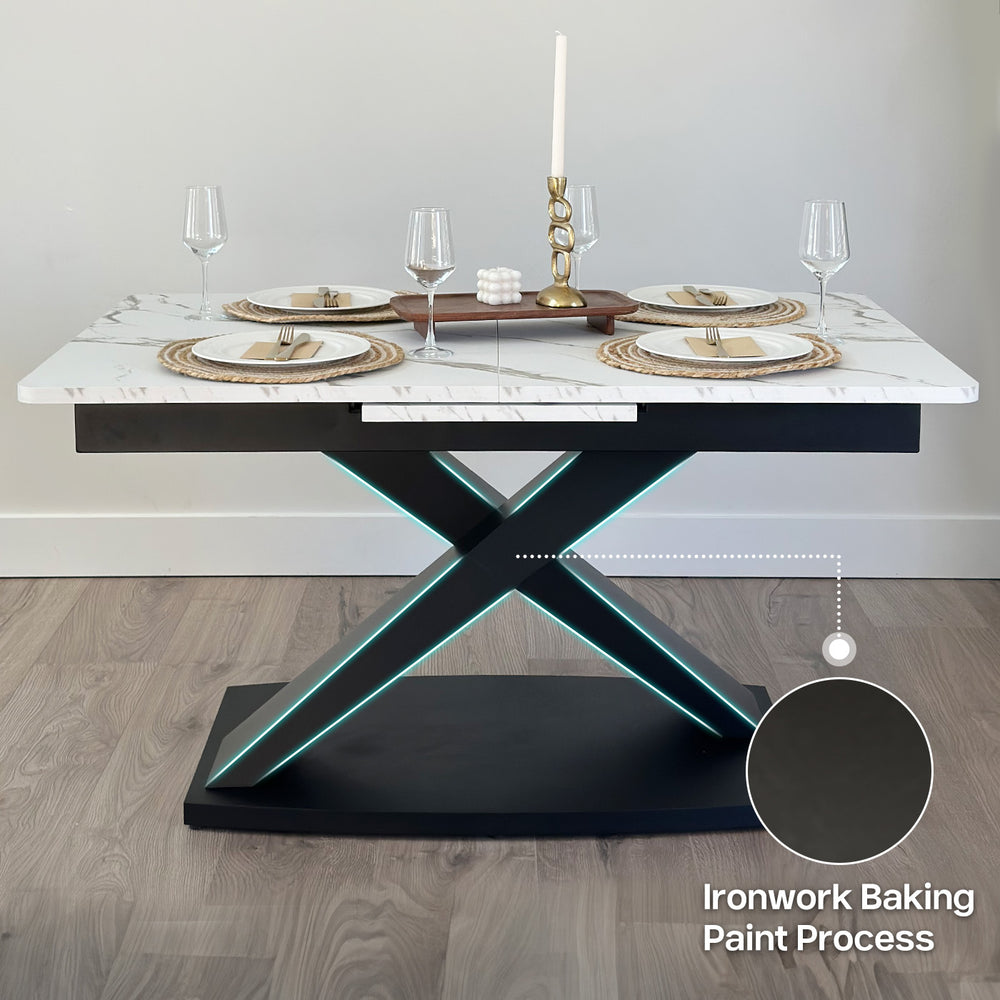 Rectangular Extendable X Leg White Dining Table | Aliving Home Tables